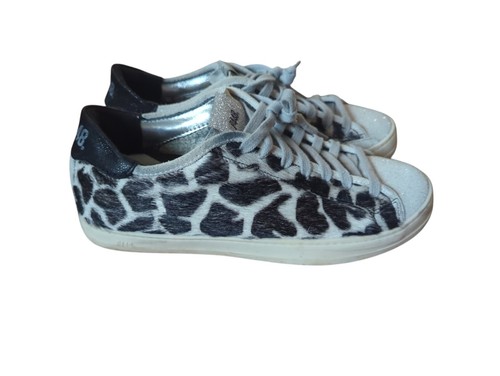 P448 John Sneakers Cow Hair Animal Print Low Top Glitter EU 37 US 7 | eBay