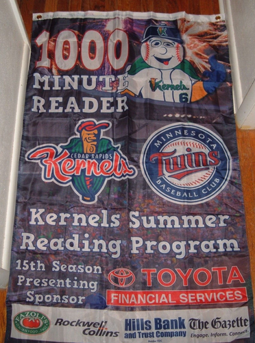 MLB Minor League Cedar Rapids Kernels 2013 Summer Reading Program Banner/Flag | eBay
