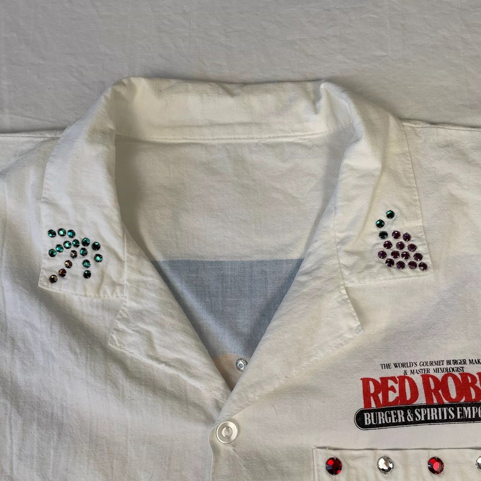 Vintage 80s Red Robin Burgers Restaurant Shirt Sz Large Rhinestone ...