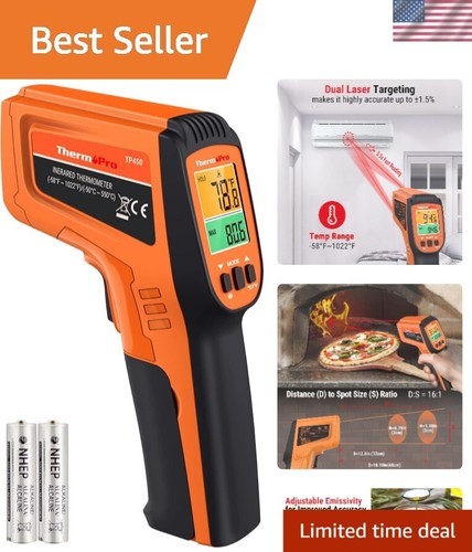 Digital Infrared Thermometer with Adjustable Emissivity - Perfect for ...