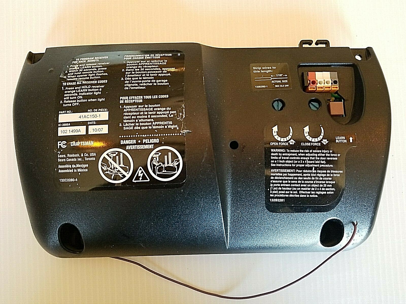 Sears Craftsman Chamberlain Circuit Board 315 MHz Purple Learn Button ...