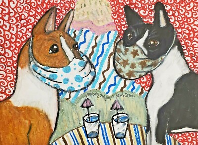 Basenji in Quarantine Collectible Dog Art Print 4x6 Signed by Artist ...