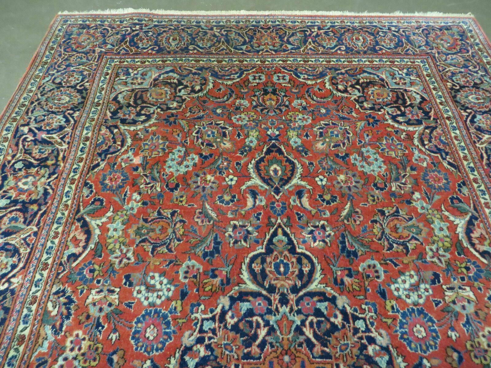 Oriental Rug 4x7 Red Navy Blue Antique Vintage Hand Knotted Fine Wool ...