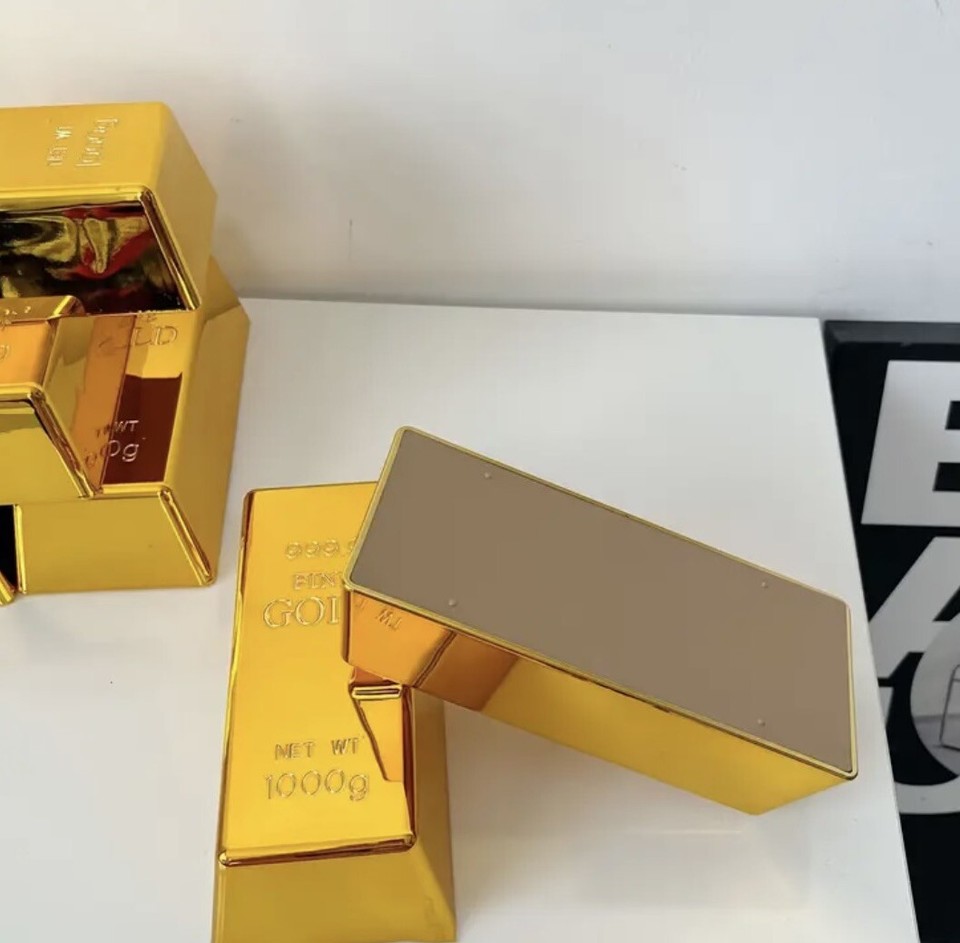 1pc 24k 1000g Luxurious Gold Brick Prop Decor Real Gold Electroplated ...