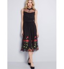 NWOT Modcloth Splendid Wish Rose Floral Black Embroidered Midi Dress ...
