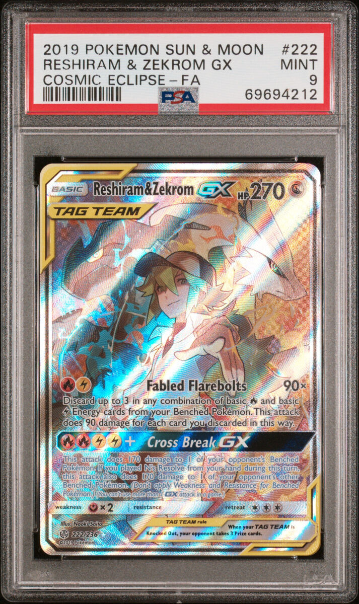 Pokemon Cosmic Eclipse Reshiram & Zekrom GX 222/236 Full Art Pokemon Cosmic Eclipse Reshiram & Zekrom GX 222/236 Full Art
