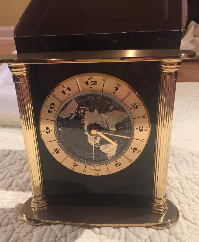 Chass Solid Brass World Desk Clock New Inbox Model 72532 | eBay
