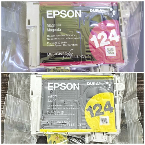 Epson Genuine 124 Magenta & 124 Yellow Ink Cartridge New sealed Dura ...