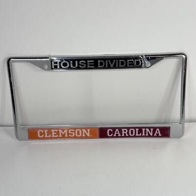 Clemson Carolina House Divided License Plate Frame Metal Chrome NEW | eBay