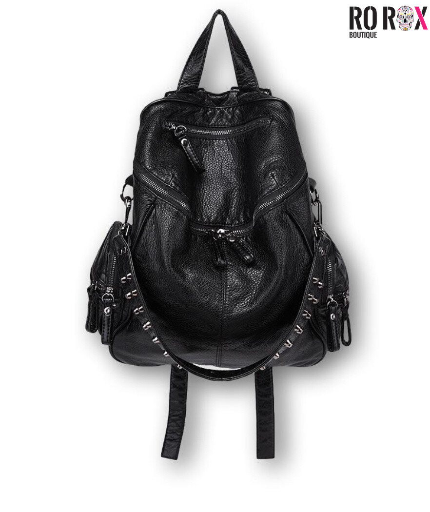 Ro Rox Calamity Backpack PU Punk Gothic Bag School Uni Womens Studded ...