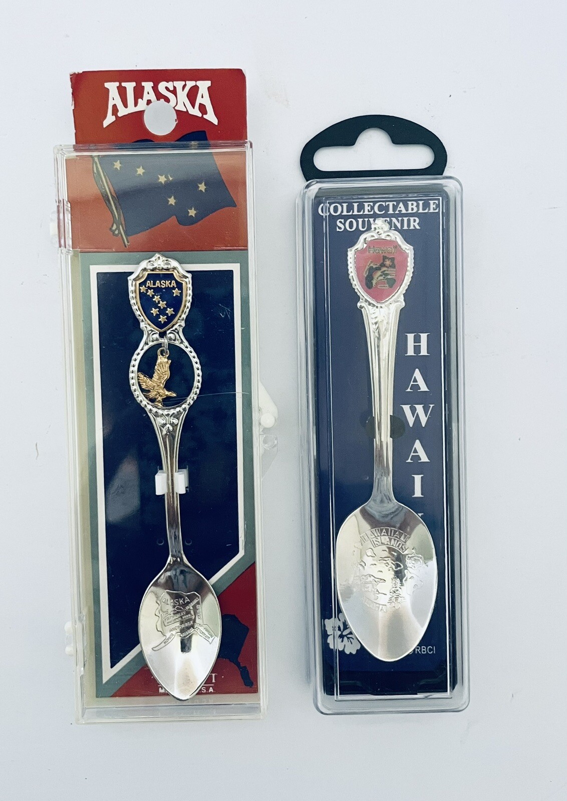 Alaska with Eagle and Hawaii Collectible Souvenir Spoons Silver Tone ...