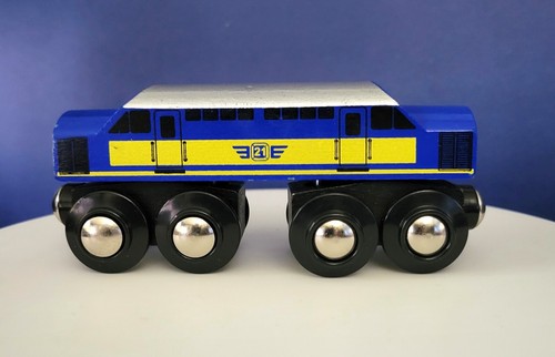 Maxim Enterprise Magnetic Wooden Railway Blue Train Locomotive | eBay