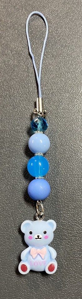 BLUE Cell Phone Charm Strap Dangle TEDDY BEAR iPhone Android Accessory ...