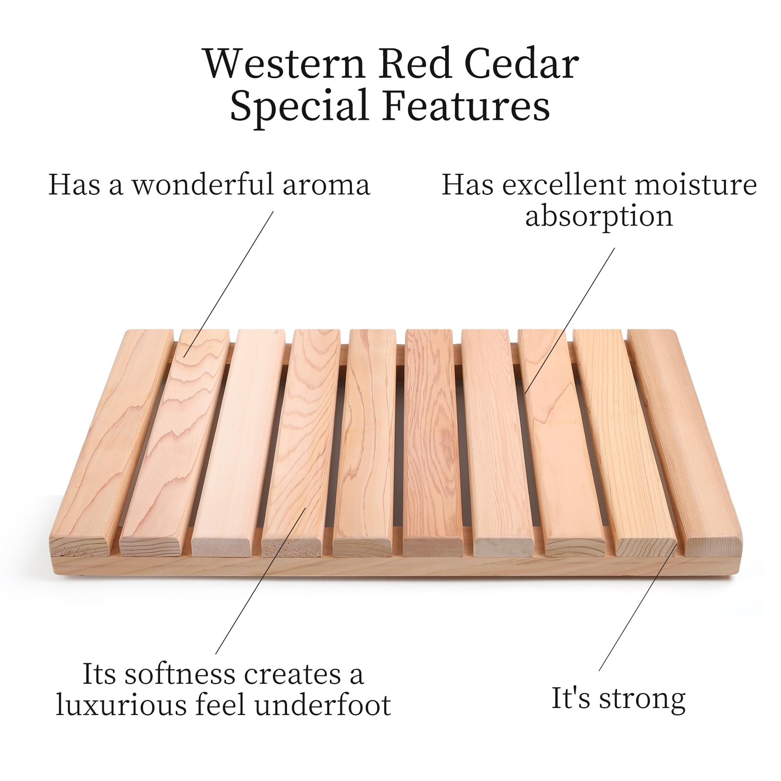 Cedar Wood Shower Mat Wooden Bath Mats Small 20X13 in Stall Non-Slip ...