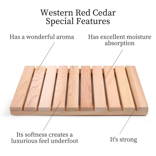 Cedar Wood Shower Mat Wooden Bath Mats Small 20X13 in Stall Non-Slip ...
