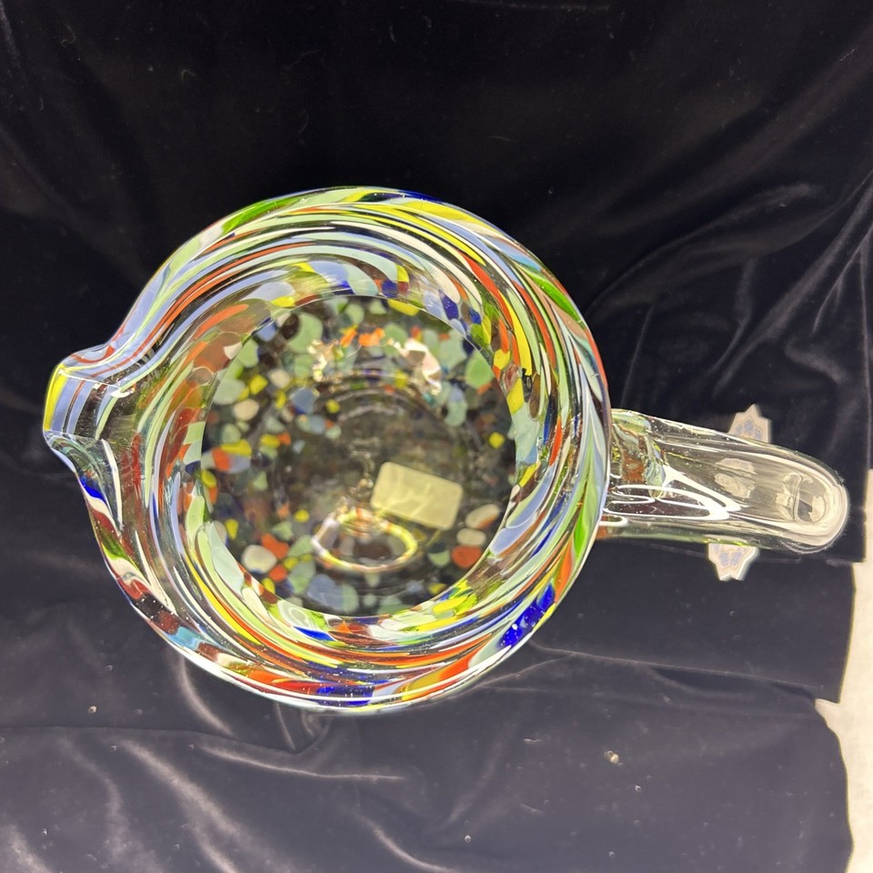 4 New Murano Confetti Glasses W New Hand Blown Mexican Confetti Glass Pitcher | eBay