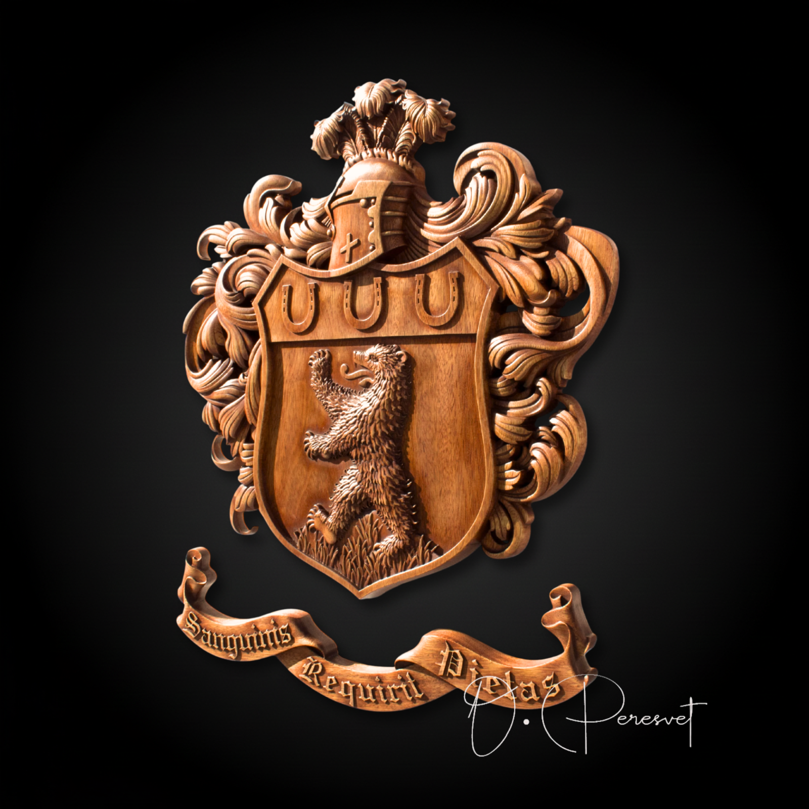 Custom Wood Carved Family Coat of Arms - Heraldic Crest - Wall Hanging ...