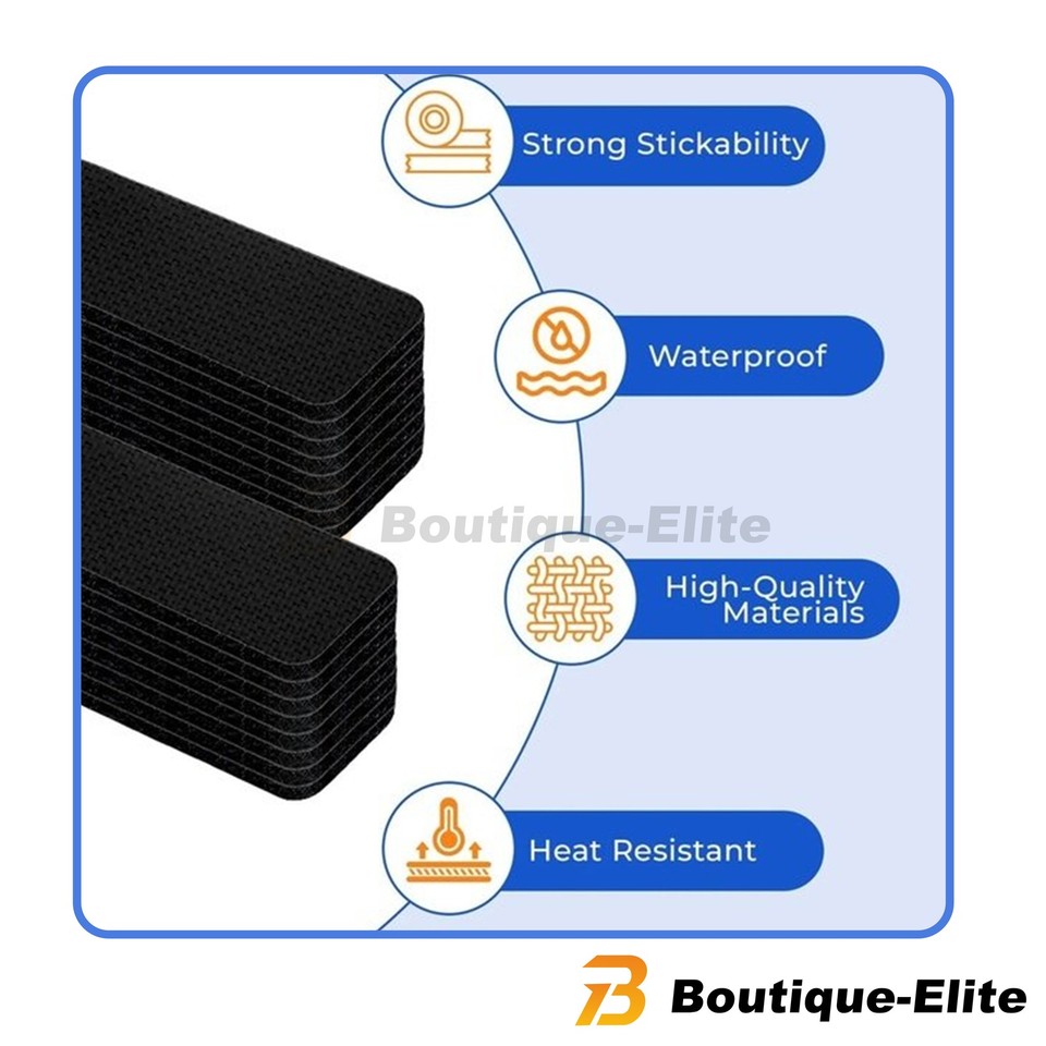 20 Sets Heavy Duty Hook & Loop Adhesive Strips 1x4” Black Sticky Back ...