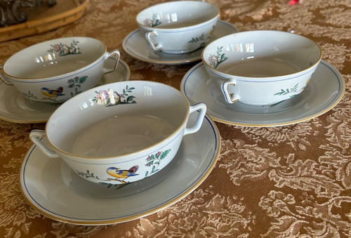 MINT 4 Vtg Spode Queen's Bird Dishes Saucer Fruit Soup Dessert Bowl ...