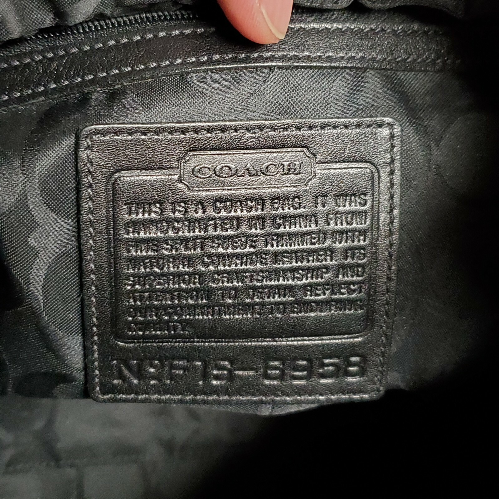 COACH Black Leather Suede Shoulder Purse Large Tote Carryall Bag F15 ...