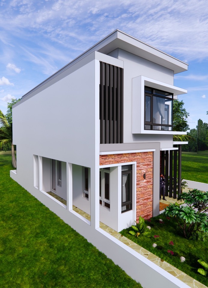 26x40 Feet House Plan 8x12 Meter 4 Bed 3 Bath Flat Roof PDF Plan (A4 ...