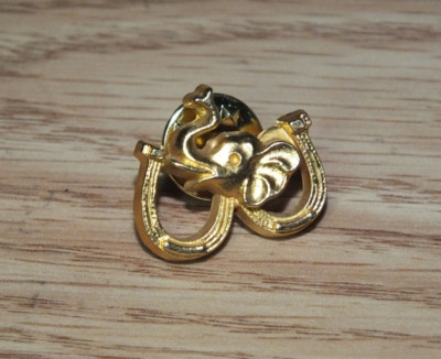 Gold Tone Elephant & Double Horseshoes Collectible Republican Political ...