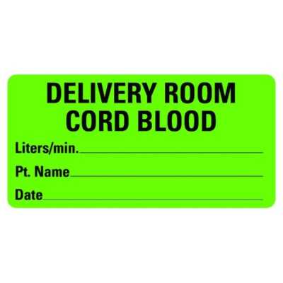 DELIVERY ROOM CORD BLOOD Medical Labels 2" x 1" Green Labels (500 ...