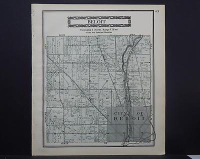 Wisconsin, Rock County Map, 1917 Township of Beloit L22#98 | eBay