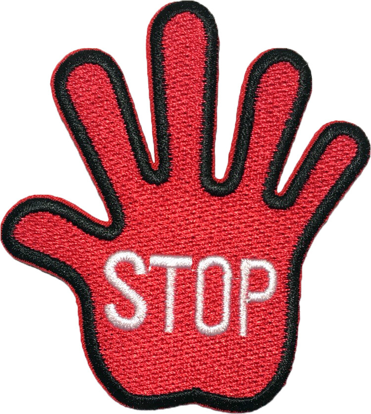 STOP HAND Sign Pause Break Signal Symbol Embroidered Applique Sew Iron ...