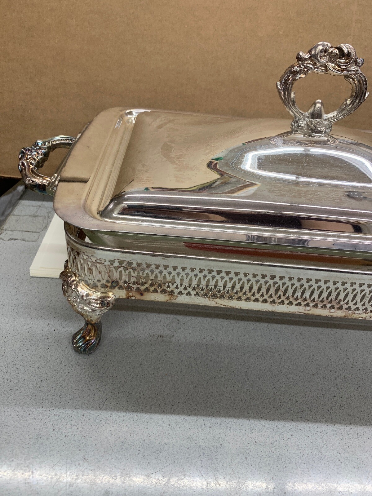 Silverplate Buffet Server w/Lid 2 Handles Glass Casserole Dish Oven ...