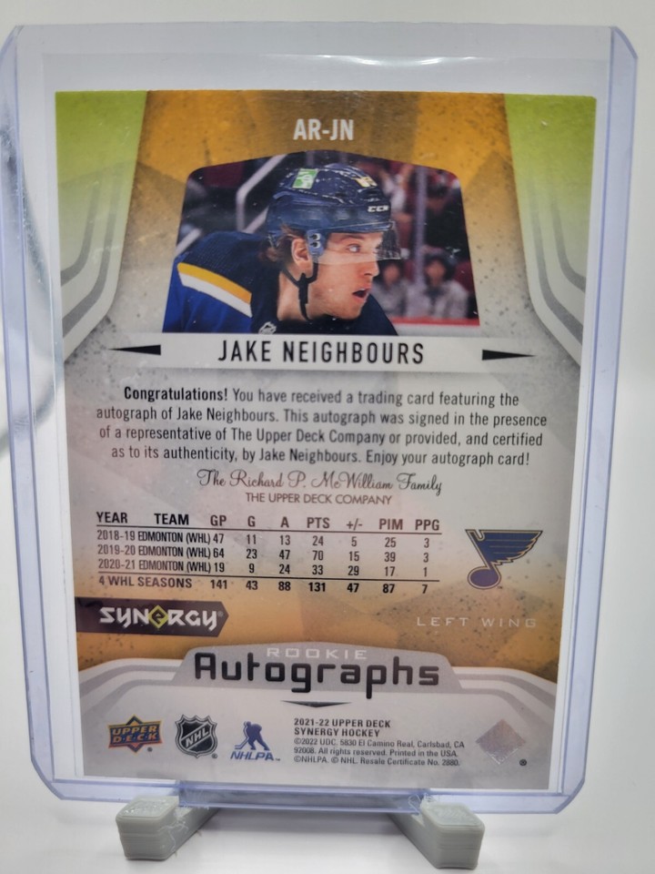2021-22 Upper Deck Synergy #AR-JN Jake Neighbours Rookie Autograph - St ...