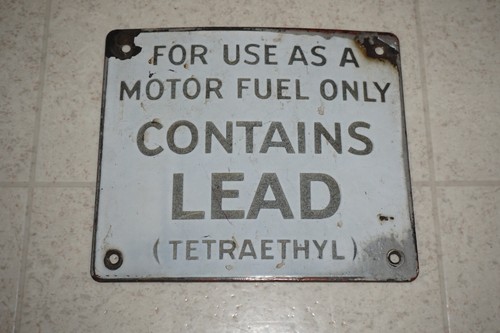 Original Vintage Fuel Contains Lead Gas Station Pump Porcelain Metal ...