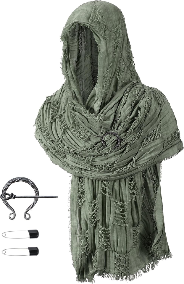 Unisex Medieval Renaissance Hooded Cowl Multifunctional Scarf Shawl ...