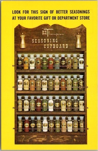 Vintage 1950s Advertising Postcard THOMPSON SEASONINGS Spice Rack Store ...