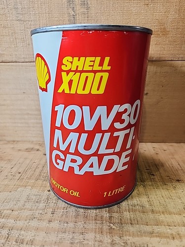 SHELL X100 10W30 MULTI-GRADE MOTOR OIL TIN CAN FULL 1 LITRE VINTAGE #4 ...