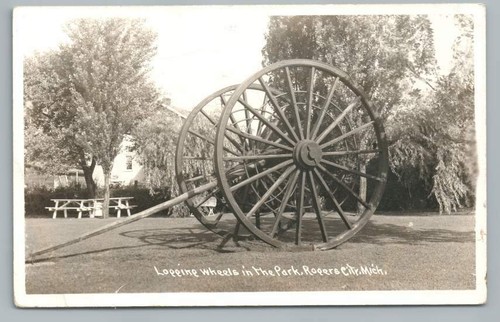 Giant Logging Wheels ROGERS CITY Michigan RPPC Vintage Photo Postcard ...