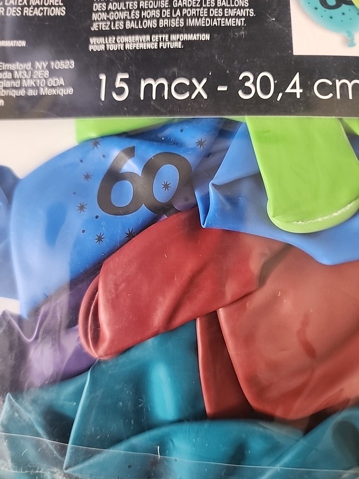60th Birthday Party 15pc Balloons Helium Quality Happy Birthday 12in ...