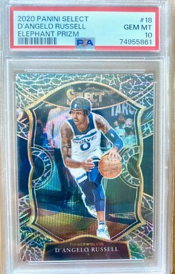2020 Panini Select D'Angelo Russell Elephant Prizm psa 10. #18 GEM MT ...