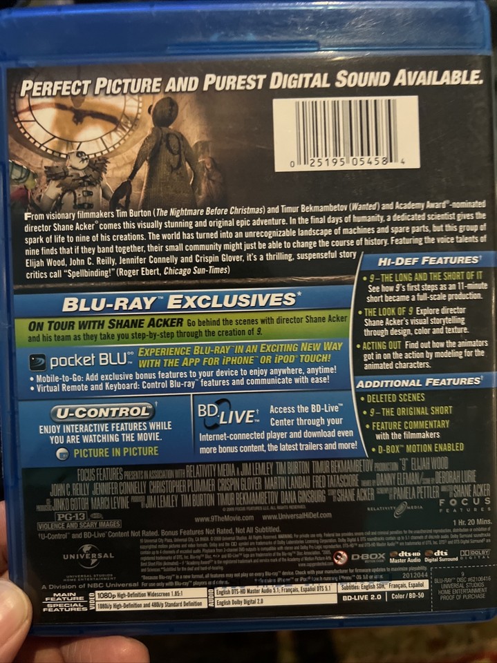 9 (Blu-ray, 2009) Tim Burton 25195054584| eBay