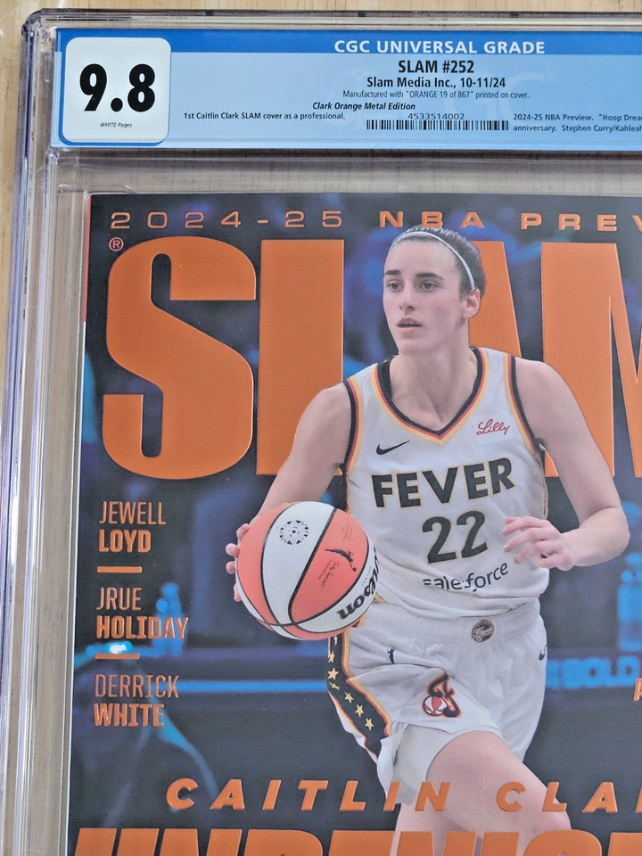 Caitlin Clark Undeniable Slam #252 Orange Metal Edition - #19/867 - CGC ...