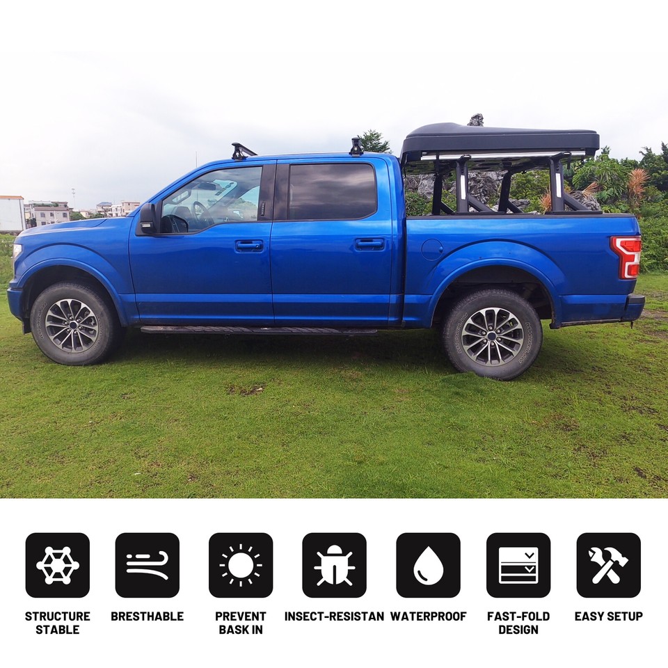 Car Roof Top Tent 3-4 Person Camping Sleep Tent w/ Ladder Sleeping Pad ...