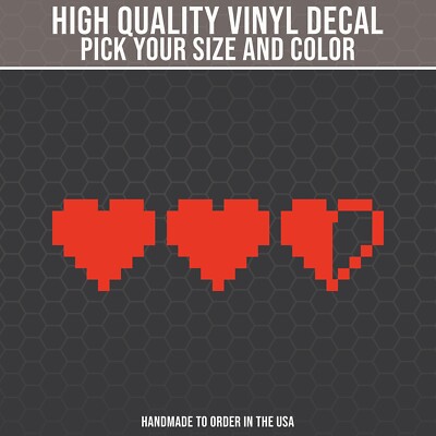 Zelda Heart Container Decal Pixel Heart for Car, Truck Decal, Video ...