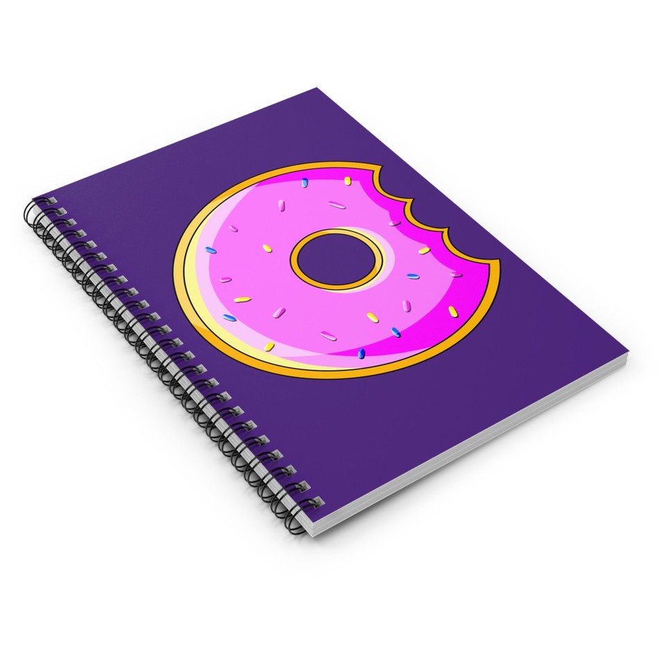 Lined Spiral Notebook - Journals Notebook - Pink Pastel Cartoon Donut ...