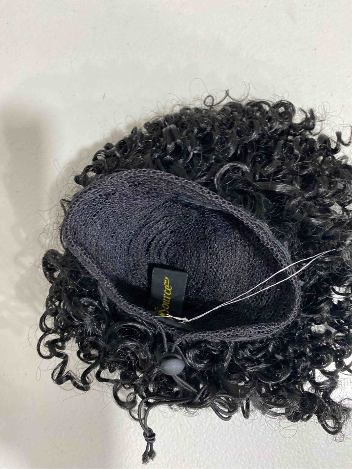 Black 3C Corkscrew Spiral Curls Crimped Short Ponytail Drawstring ...