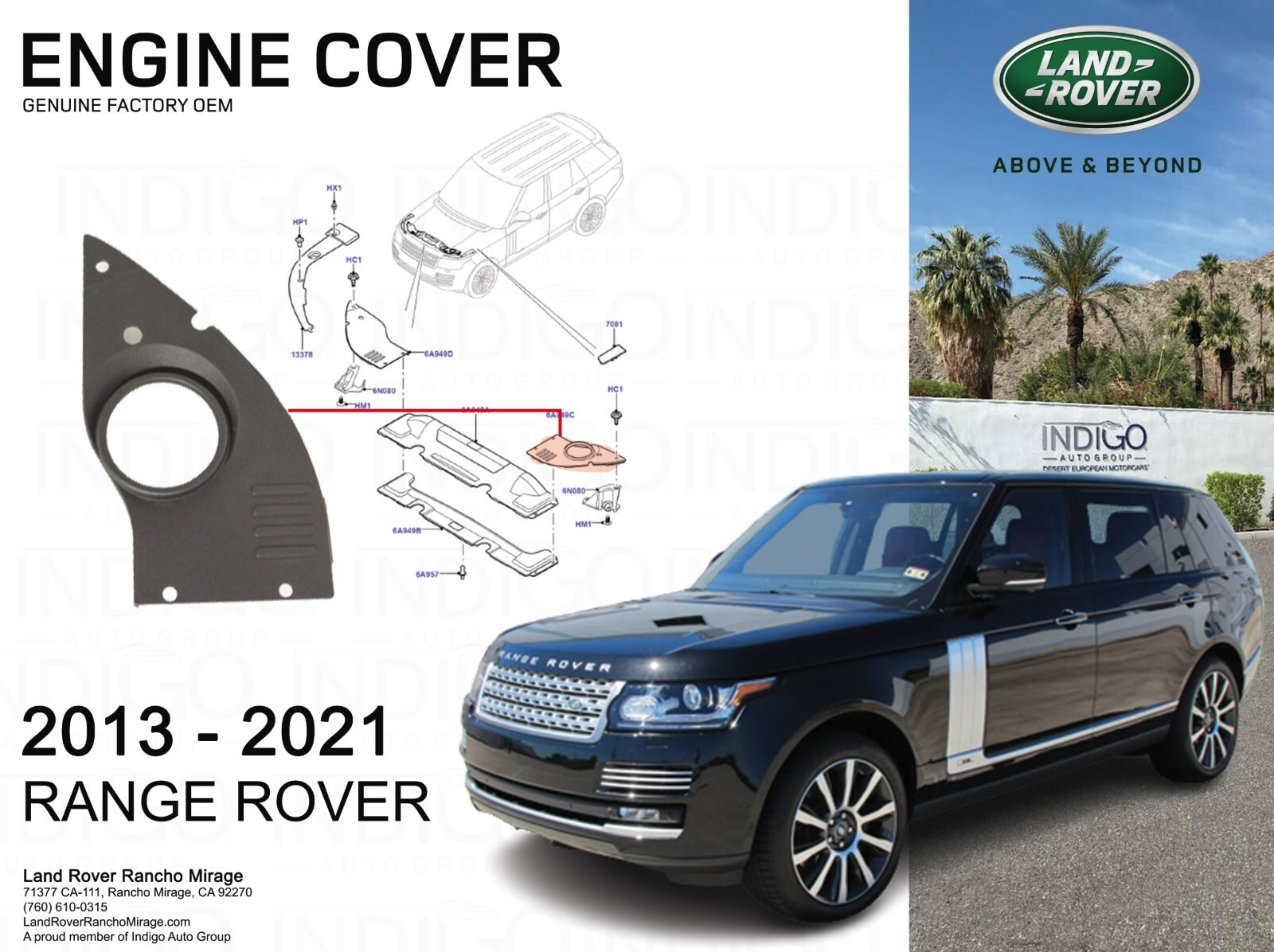 GENUINE LAND ROVER ENGINE COVER LH RANGE ROVER 13 RANGE ROVER SPORT 14 ...