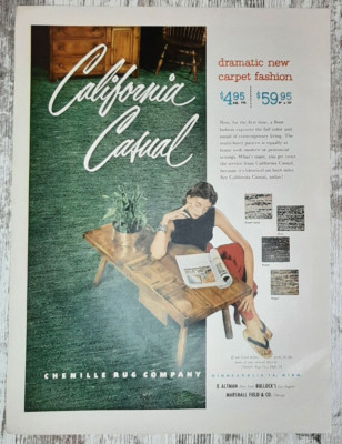 1952 Chenille Rug Company Vintage Print Ad Carpet Pretty Girl Sandal ...