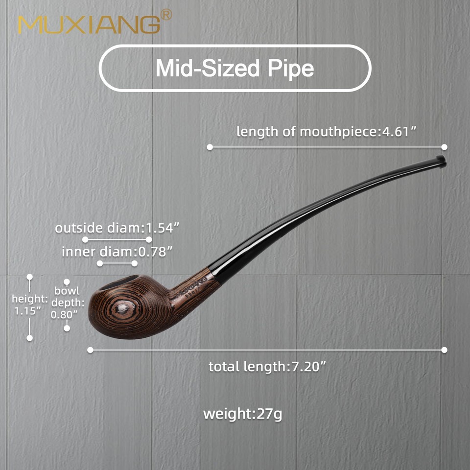 MUXIANG Wenge Wooden Reading Pipe Small Churchwarden Tobacco Smoking ...