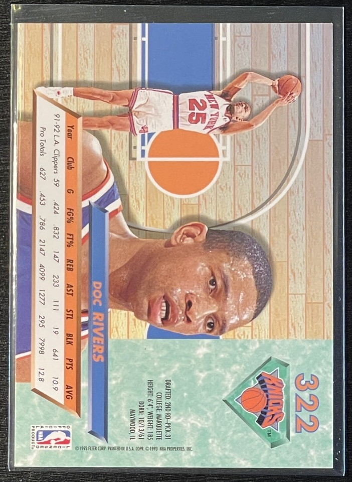 1992 Fleer Ultra Doc Rivers Basketball Card #322 New York Knicks | eBay