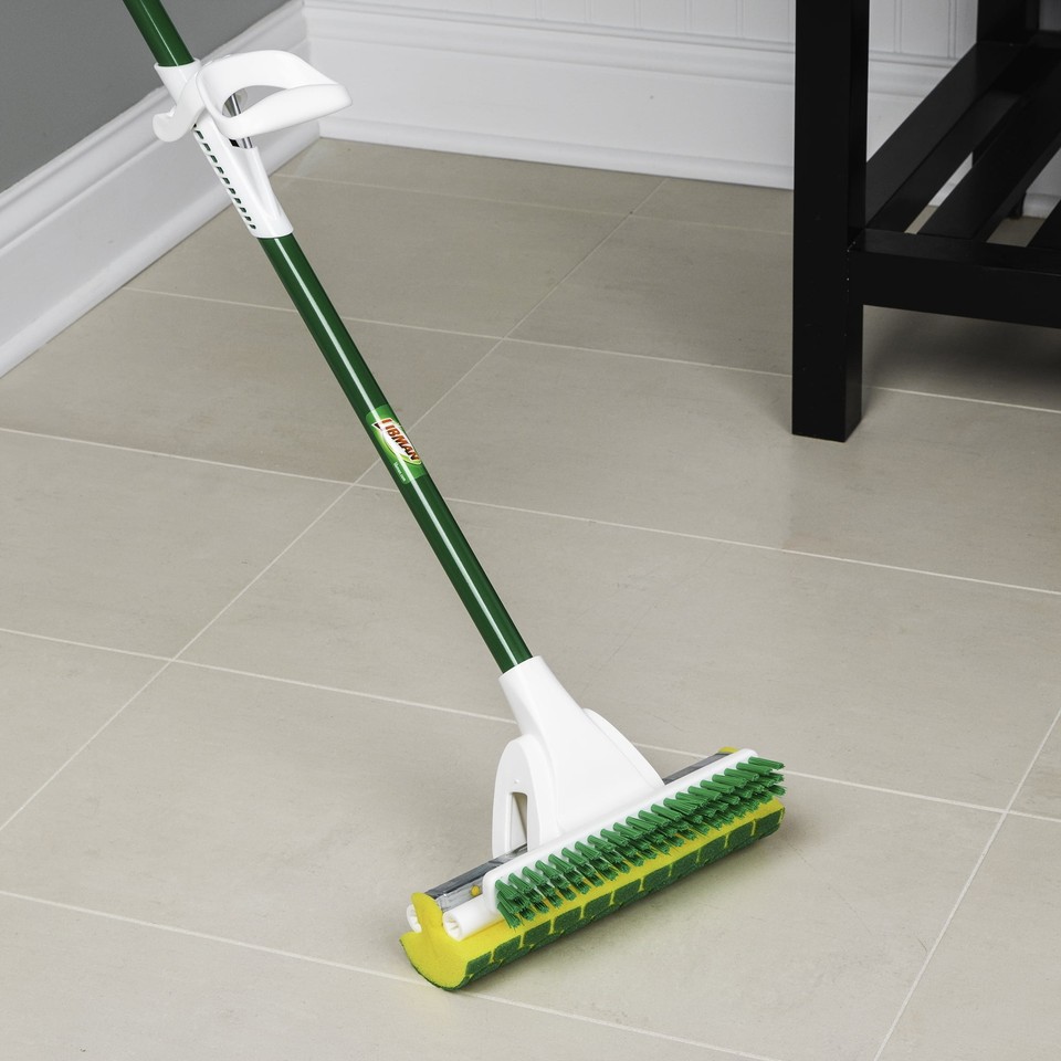Nitty Gritty Roller Sponge Mop with Scrub Brush Green Steel Handle | eBay