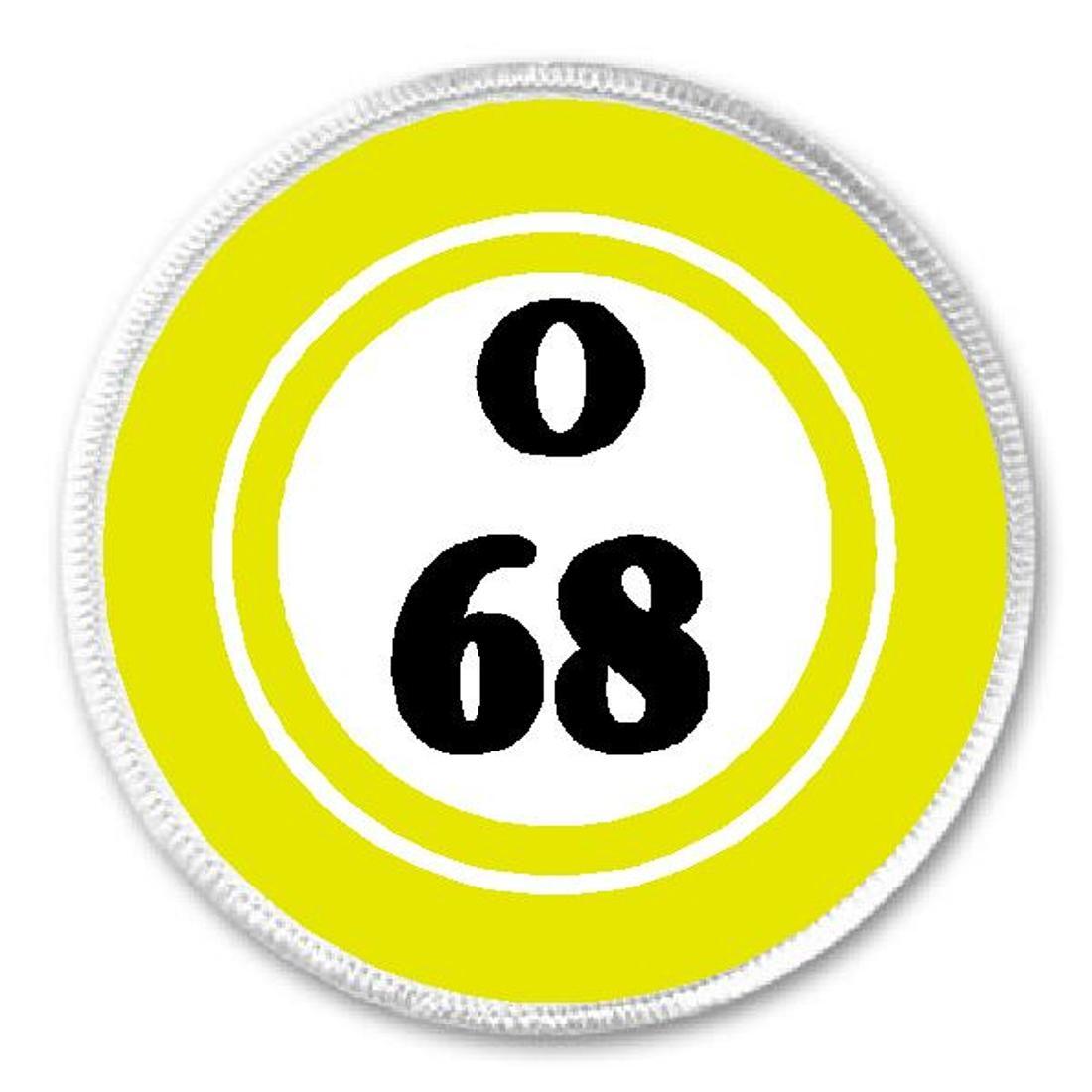 O 68 O68 Bingo Ball - 3" Sew/Iron On Patch Game Hobby Number Board ...